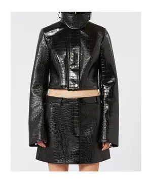 Sportmax Alligator-print Cropped Jacket - Black