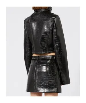 Sportmax Alligator-print Cropped Jacket - Black