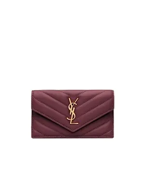Saint Laurent Cassandre Matelassé Card Case - Red