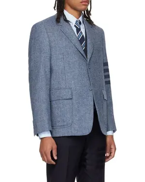 Thom Browne Stripe-detailed Single-breasted Tailored Blazer - Light Blue