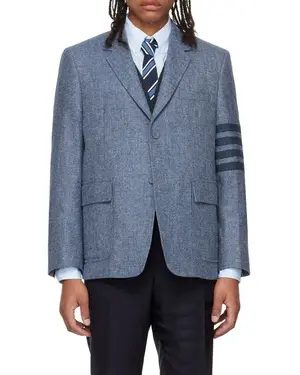 Thom Browne Stripe-detailed Single-breasted Tailored Blazer - Light Blue