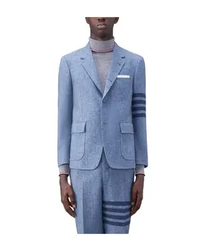 Thom Browne Stripe-detailed Single-breasted Tailored Blazer - Light Blue