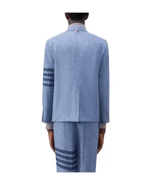 Thom Browne Stripe-detailed Single-breasted Tailored Blazer - Light Blue