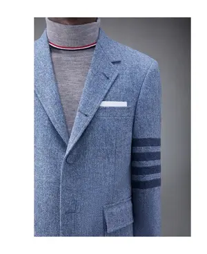 Thom Browne Stripe-detailed Single-breasted Tailored Blazer - Light Blue