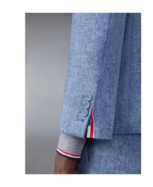 Thom Browne Stripe-detailed Single-breasted Tailored Blazer - Light Blue
