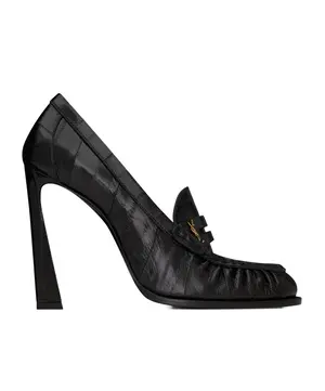 Saint Laurent Le Loafer Logo Plaque Pumps - Black