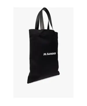 JIL SANDER Large Logo Printed Tote Bag - Black