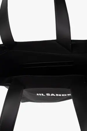 JIL SANDER Large Logo Printed Tote Bag - Black