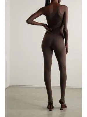Norma Kamali One-shoulder Jumpsuit With Mesh Paneling