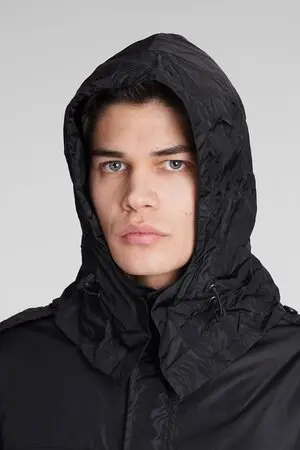 Aspesi Minifield Logo Patch Hooded Jacket - Black