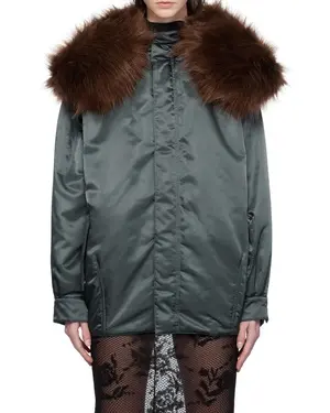 Alaïa Fur-embellished Maxi Bomber Jacket