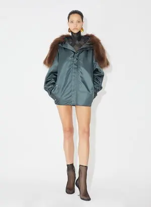 Alaïa Fur-embellished Maxi Bomber Jacket
