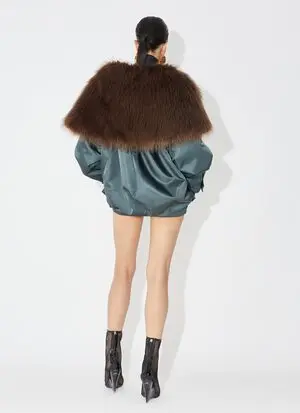 Alaïa Fur-embellished Maxi Bomber Jacket
