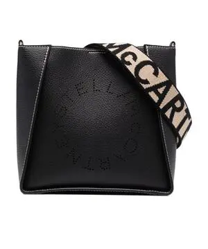 Stella McCartney Logo Perforated Crossbody Bag - Black
