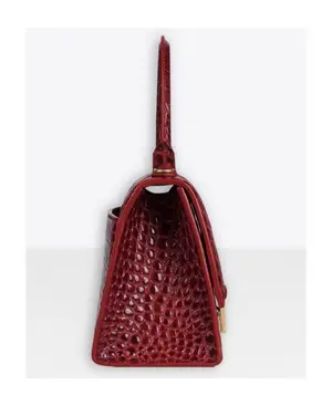 Balenciaga Hourglass Small Crocodile Embossed Leather Top Handle Bag - Red