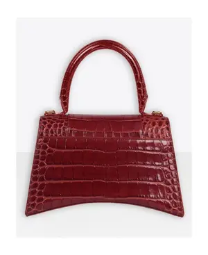 Balenciaga Hourglass Small Crocodile Embossed Leather Top Handle Bag - Red