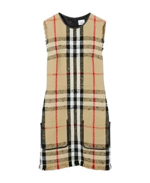 Burberry Checked Frayed-edge Sleeveless Dress - Nude