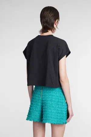 Balmain Flocked Logo Cropped T-shirt