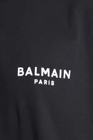 Balmain Flocked Logo Cropped T-shirt