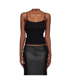 ST. AGNI Ribbed Knit Strap Tank - Black
