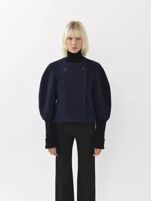 Chloé Boxy Cropped Coat With Round Sleeves