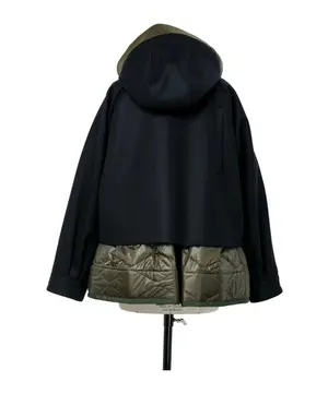 Sacai Melton Blouson With Quilted Nylon Inset