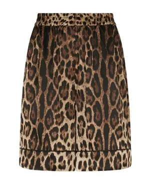 Dolce & Gabbana Leopard Printed Elasticated Waistband Shorts - No