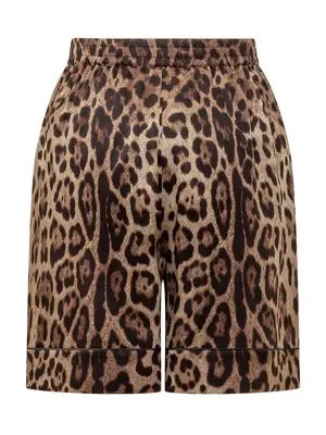 Dolce & Gabbana Leopard Printed Elasticated Waistband Shorts - No