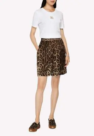 Dolce & Gabbana Leopard Printed Elasticated Waistband Shorts - No