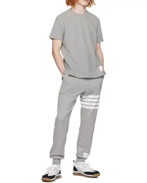 Thom Browne Rwb Striped Crewneck T-shirt - Light Gray