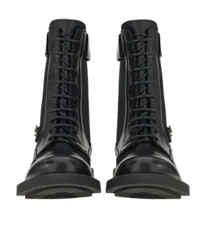 FERRAGAMO Gancini Buckle Lace-up Combat Boots