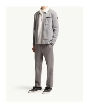Moncler Wool Zip-up Cardigan With Leather Logo Details