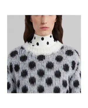Marni Polka-dot Knitted Jumper With Lantern Sleeves