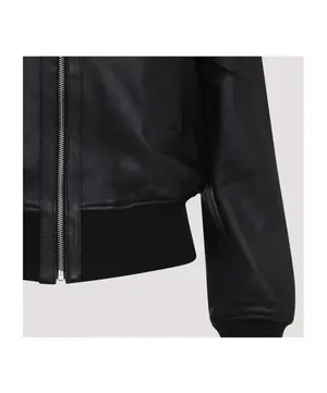THE FRANKIE SHOP Long Sleeve Leather Bomber Jacket