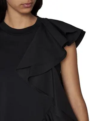 Alexander McQueen Asymmetric Ruffled Crewneck Top