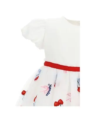 Monnalisa Cherry Embroidered Tulle Dress