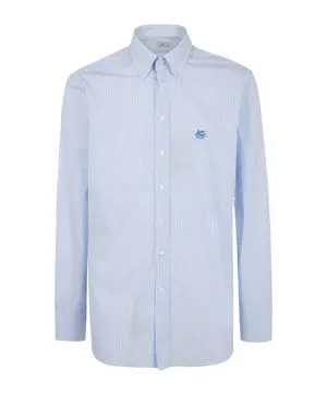 Etro Pegaso Embroidered Striped Shirt - Blue