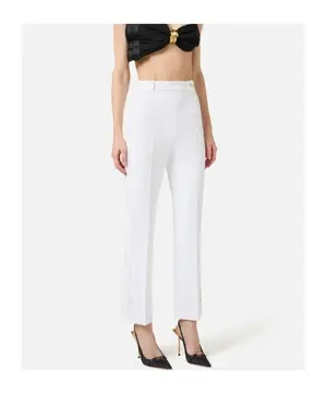 Elisabetta Franchi Slim Split-hem Pants With Logo Detail