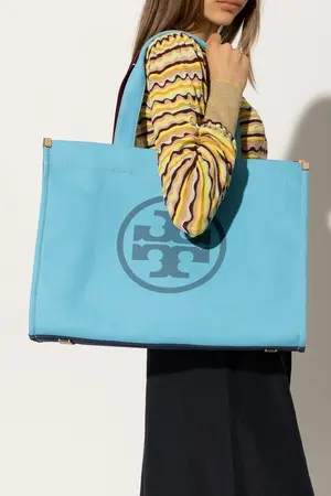 Tory Burch Logo Detailed Two-tone Tote Bag
