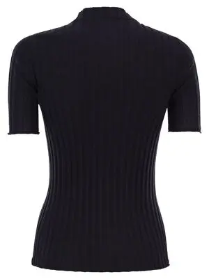 Peserico Short-sleeve Ribbed Turtleneck Sweater