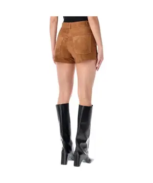 HAIKURE Brit Suede High-rise Shorts - Brown