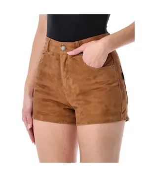HAIKURE Brit Suede High-rise Shorts - Brown