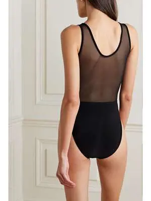 Norma Kamali Elastic Mesh Spliced One-piece Swimsuit