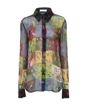Chloé Graphic Print Long-sleeved Shirt - Multicolor