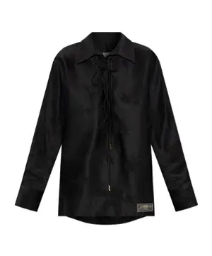 GANNI Floral Jacquard Long Sleeve Shirt