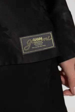 GANNI Floral Jacquard Long Sleeve Shirt