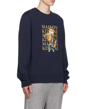 Maison Kitsuné Fox Champion Printed Crewneck Sweatshirt