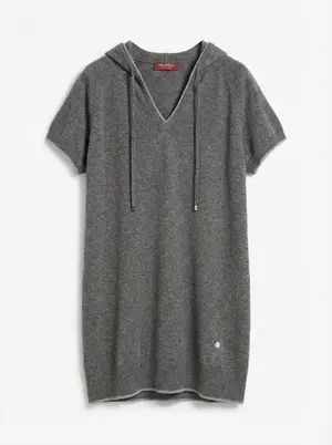 Max Mara Short-sleeved Knitted V-neck Top With Drawstring - Gray