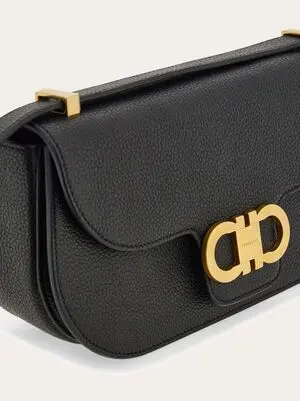 FERRAGAMO Double Gancini Mini Crossbody Bag - Black