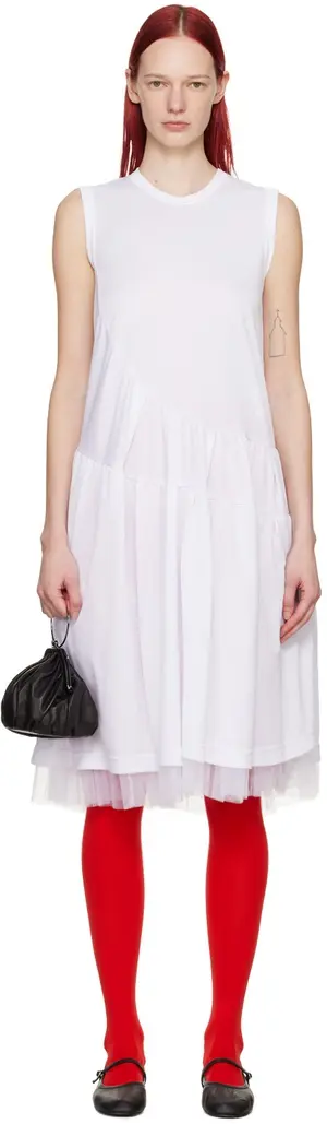 Comme Des Garçons Round Neck Sleeveless Ruffled Dress